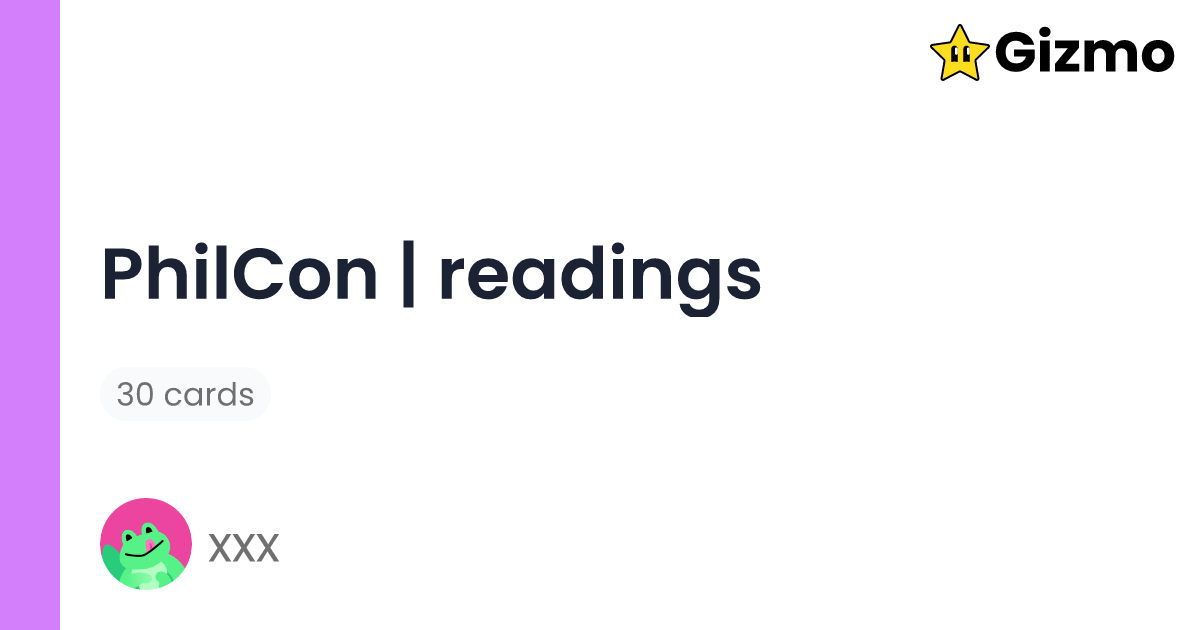 Philcon | Readings | Flashcards