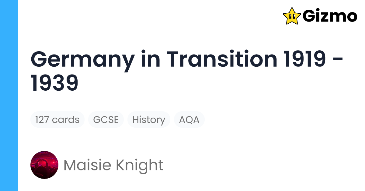 Germany in Transition 1919 - 1939 | Flashcards