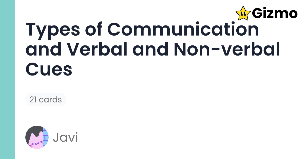 Types Of Communication and Verbal and Non-verbal Cues | Flashcards
