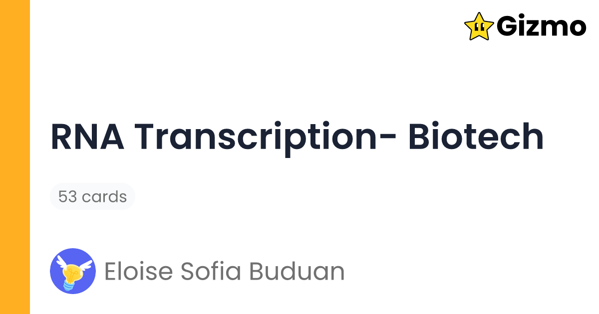 Rna Transcription- Biotech | Flashcards