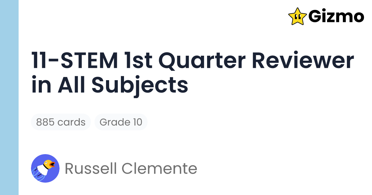11-stem 1st Quarter Reviewer in All Subjects | Flashcards