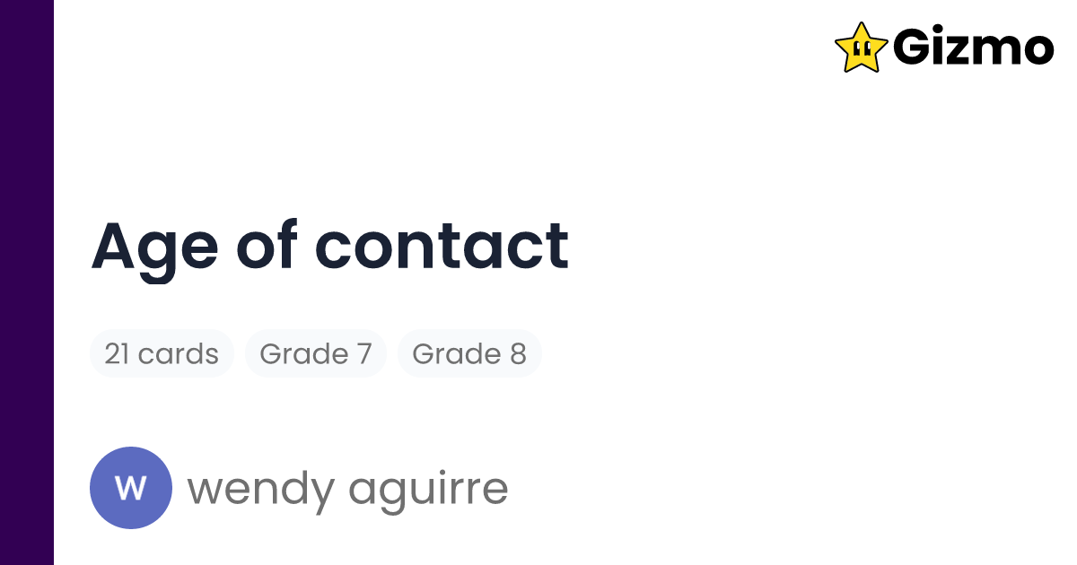 Age Of Contact | Flashcards