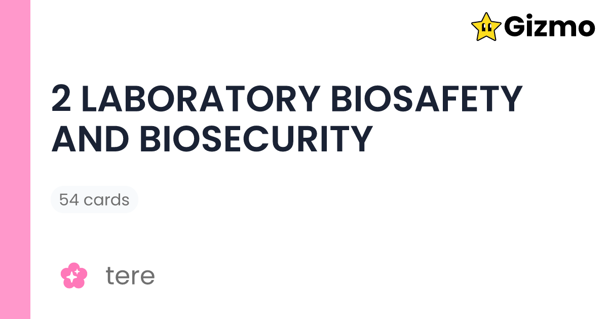 2 Laboratory Biosafety and Biosecurity | Flashcards