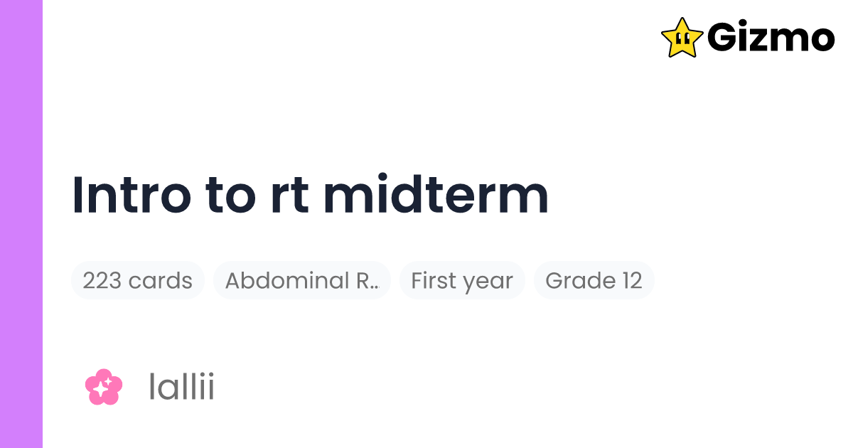 Intro to Rt Midterm | Flashcards