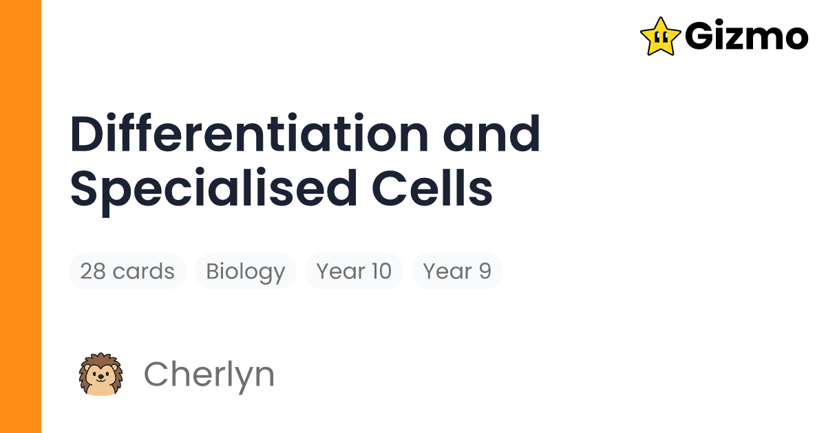Differentiation and Specialised Cells | Flashcards