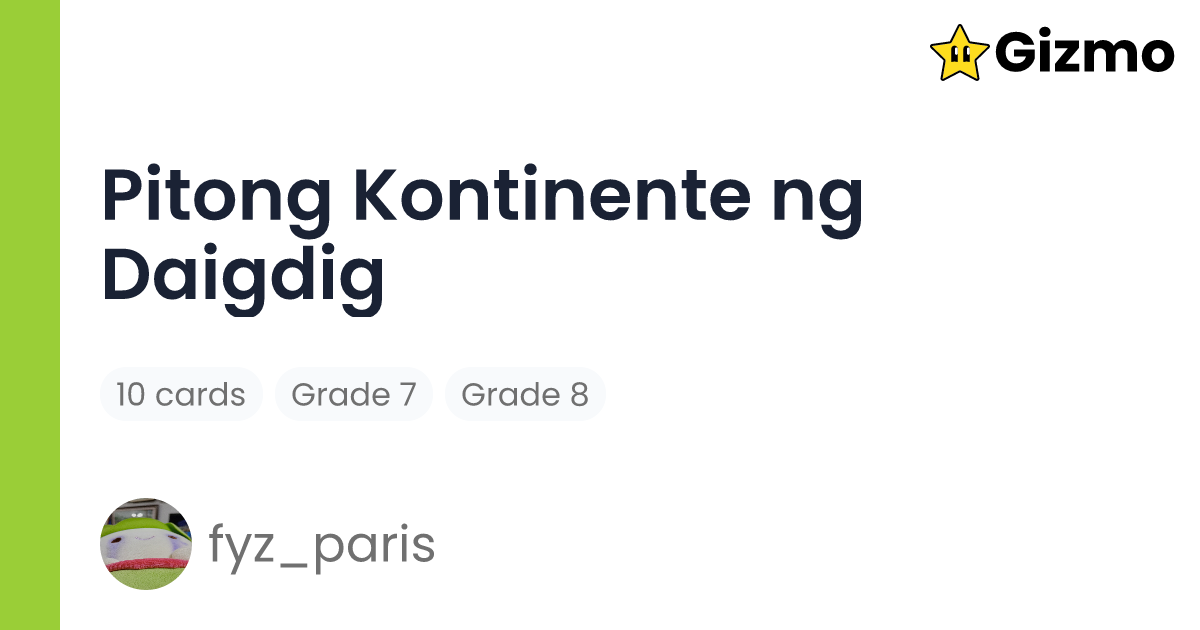 Pitong Kontinente Ng Daigdig | Flashcards
