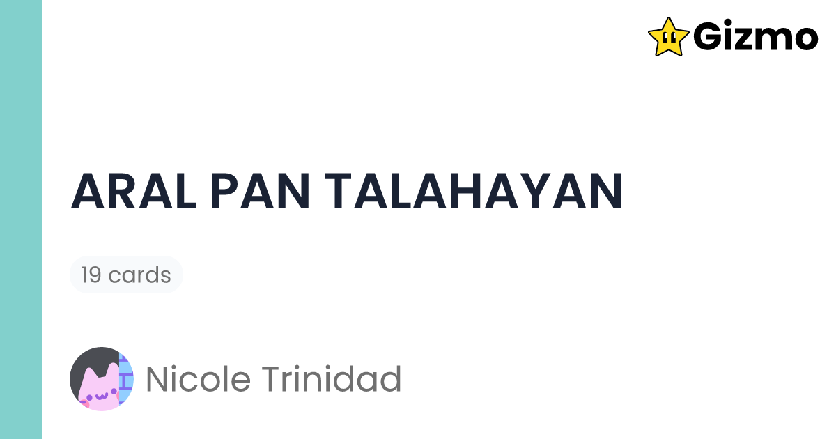 Aral Pan Talahayan | Flashcards
