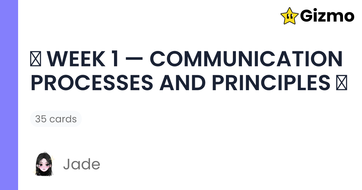 Week 1 — Communication Processes and Principles 」 | Flashcards