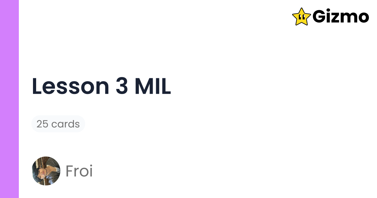 Lesson 3 Mil | Flashcards
