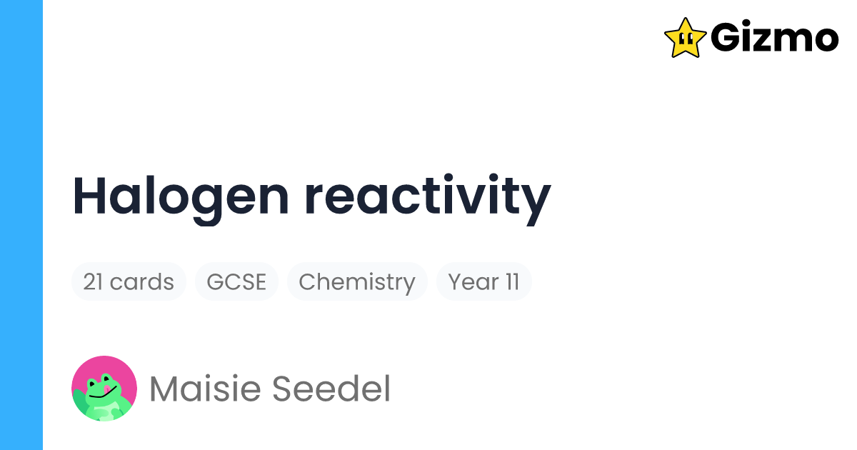 Halogen Reactivity | Flashcards