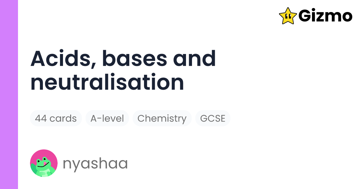 Acids, Bases and Neutralisation | Flashcards