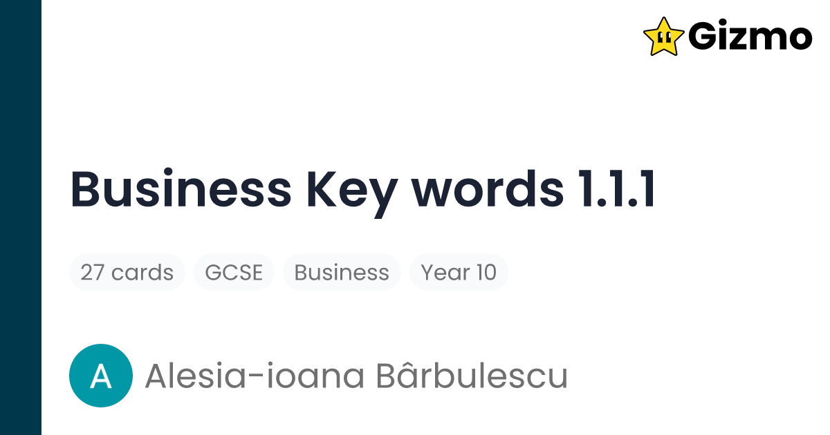 Business Key Words 1.1.1 | Flashcards