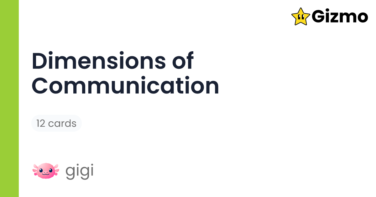 Dimensions Of Communication | Flashcards
