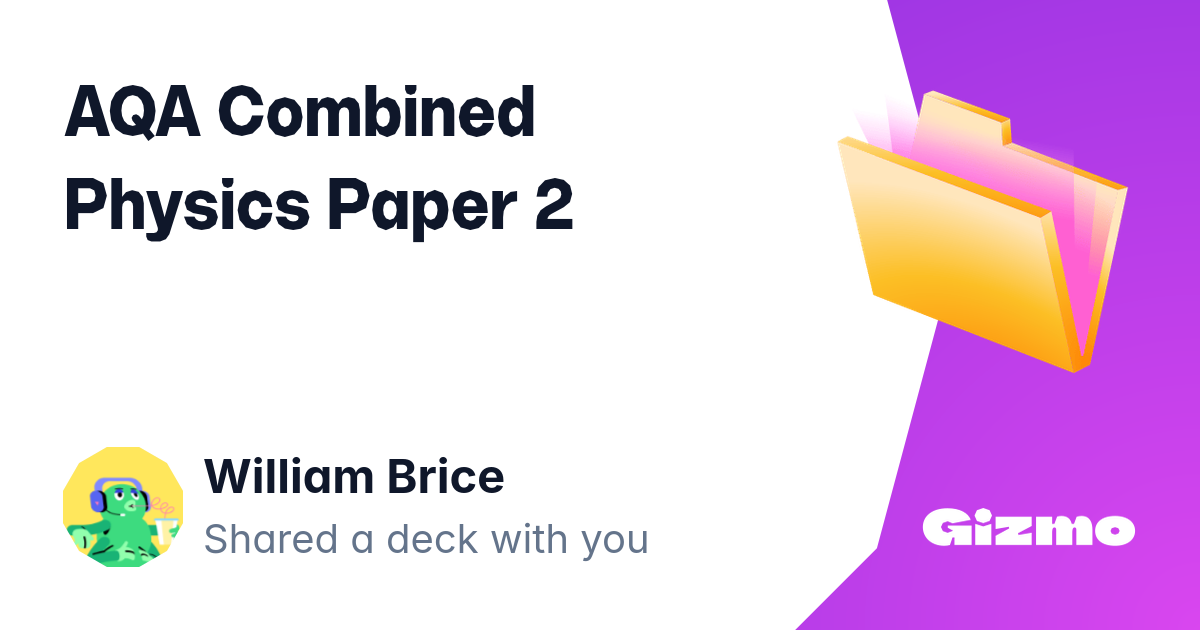 Aqa Combined Physics Paper 2 | Flashcards