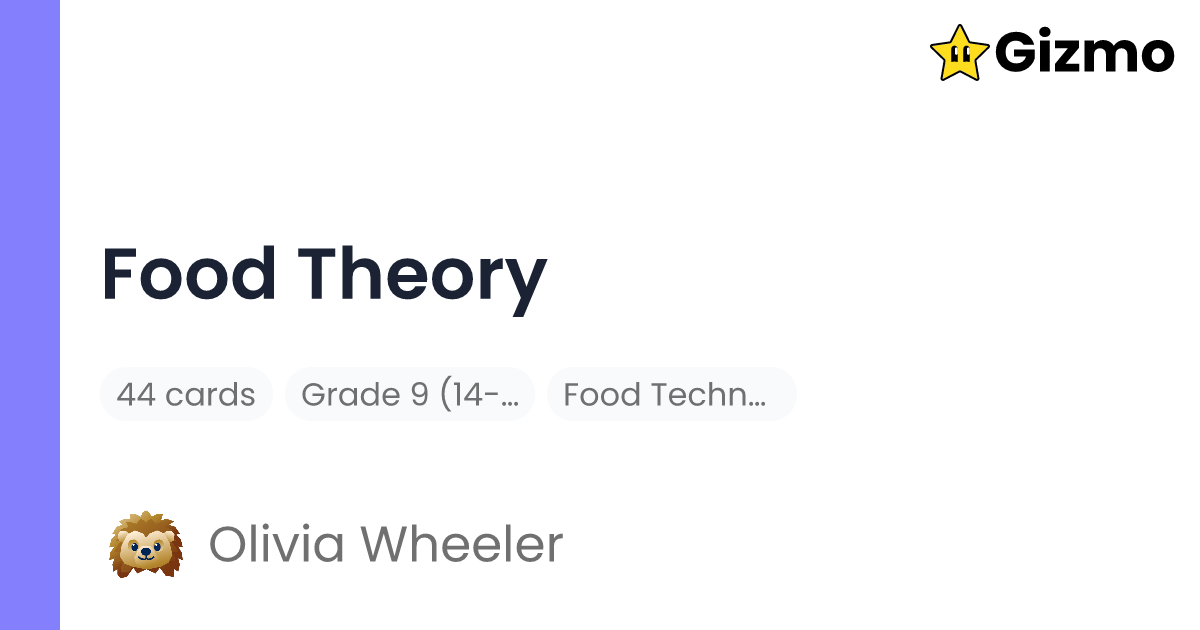 Food Theory | Flashcards