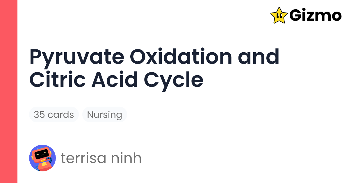 Pyruvate Oxidation and Citric Acid Cycle | Flashcards