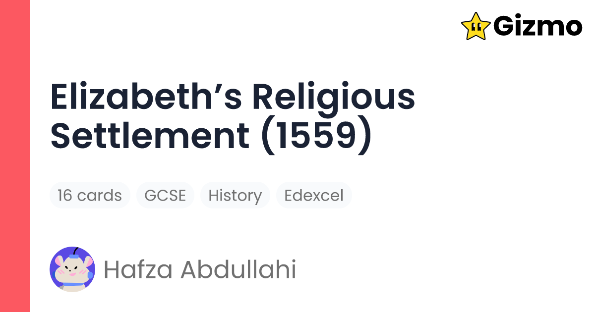 Elizabeth’s Religious Settlement (1559) | Flashcards