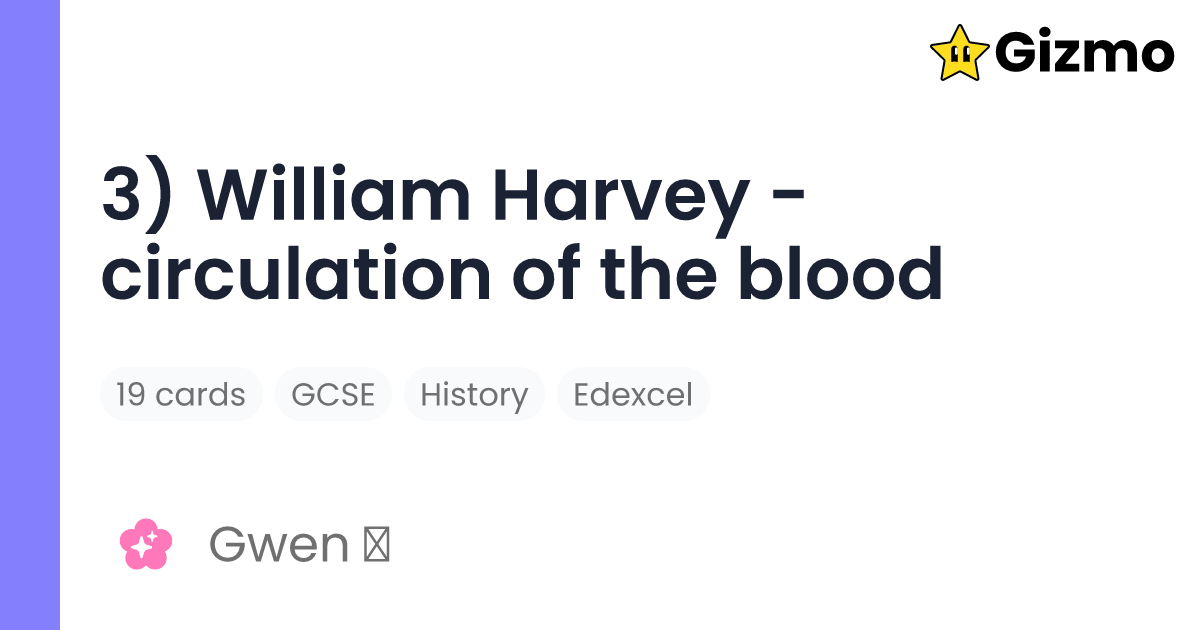 3) William Harvey - Circulation Of the Blood | Flashcards