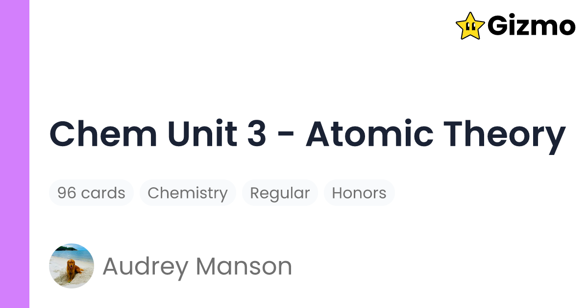 Chem Unit 3 - Atomic Theory | Flashcards