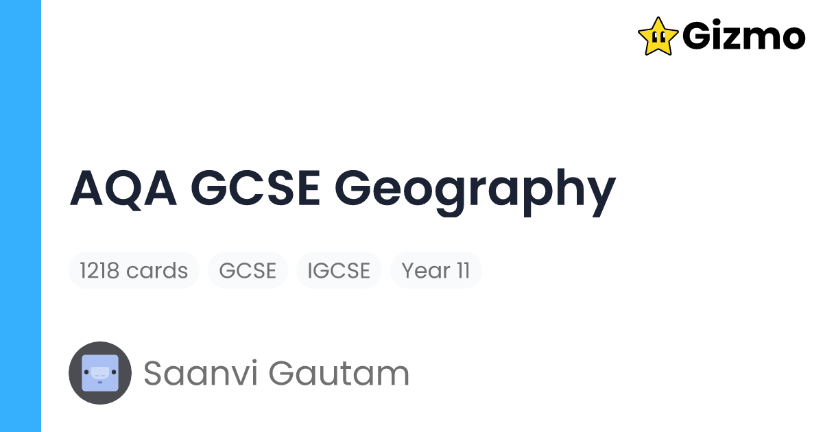 Aqa Gcse Geography | Flashcards