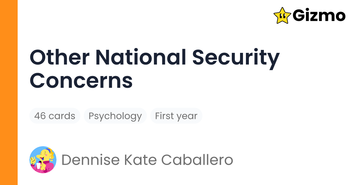 Other National Security Concerns | Flashcards