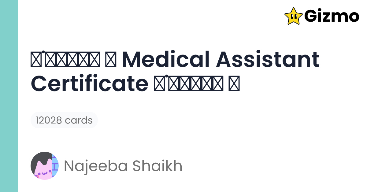⋆˙ ♡⚕🩺⊹ 🤍 Medical Assistant Certificate ⋆˙ ♡⚕🩺⊹ 🤍 | Flashcards