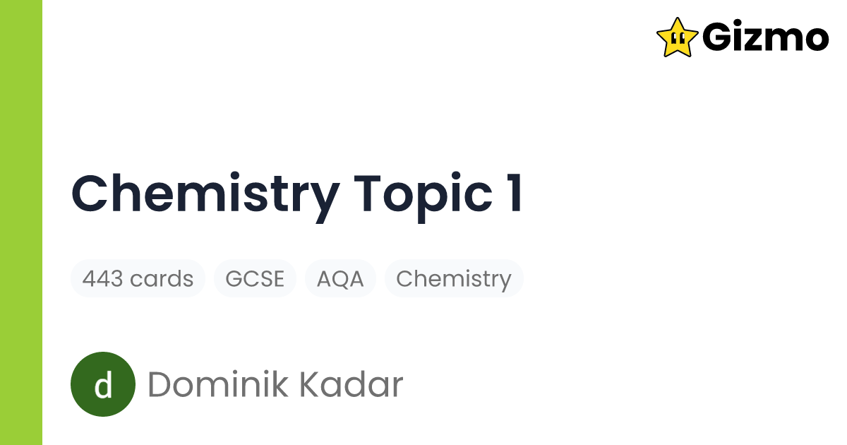 Chemistry Topic 1 | Flashcards