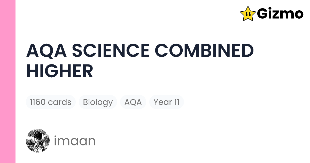 Aqa Science Combined Higher | Flashcards