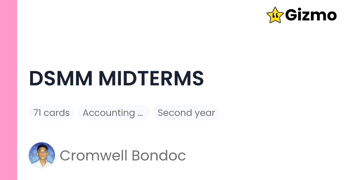 Dsmm Midterms | Flashcards