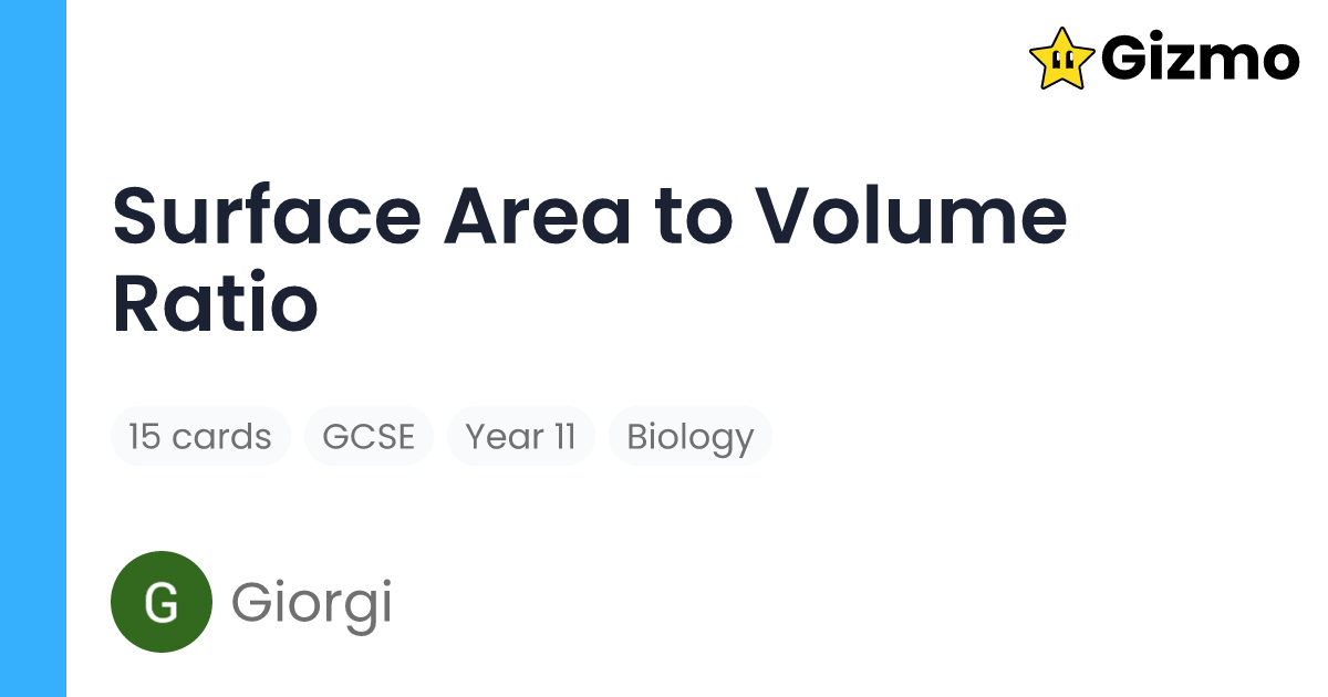 Surface Area to Volume Ratio | Flashcards