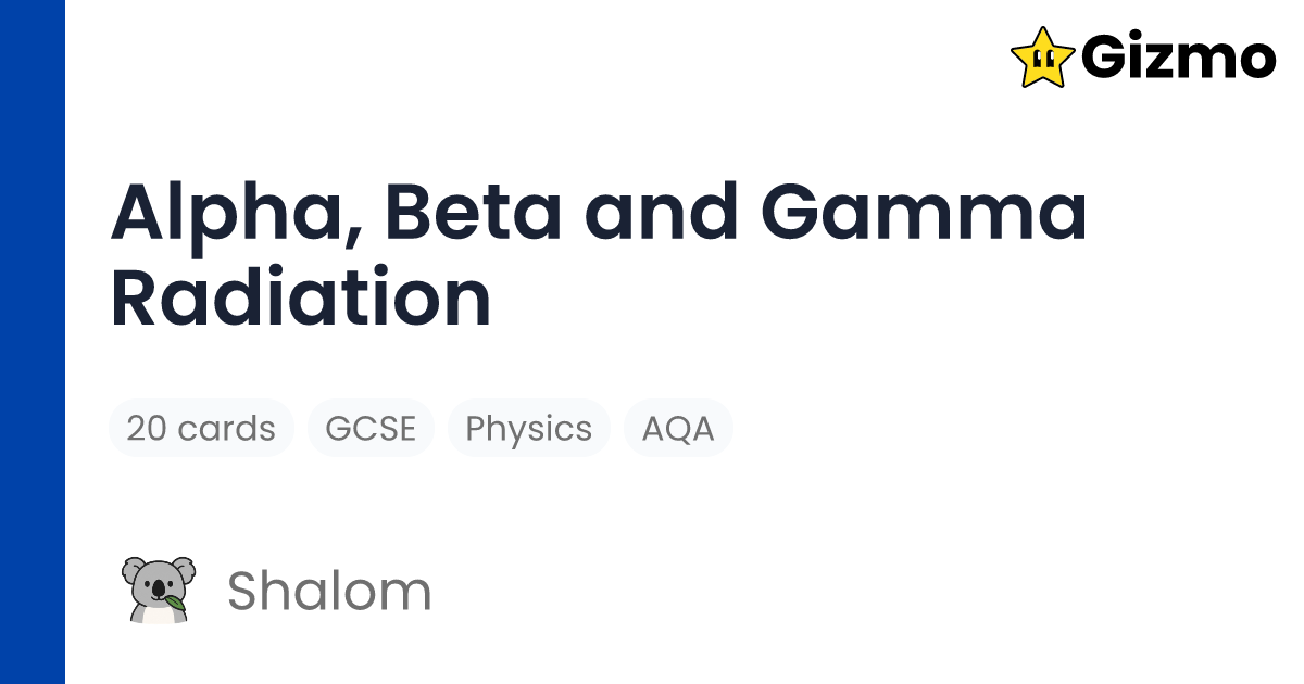 Alpha, Beta and Gamma Radiation | Flashcards