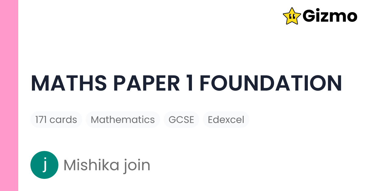 Maths Paper 1 Foundation | Flashcards