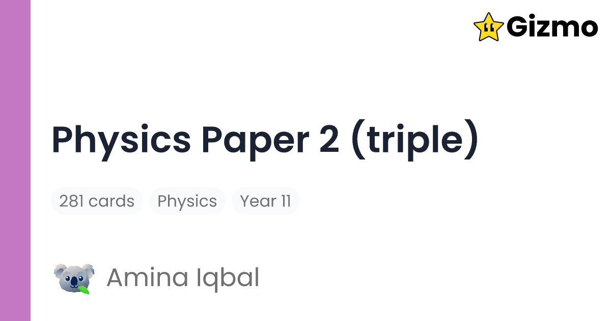 Physics Paper 2 (triple) | Flashcards
