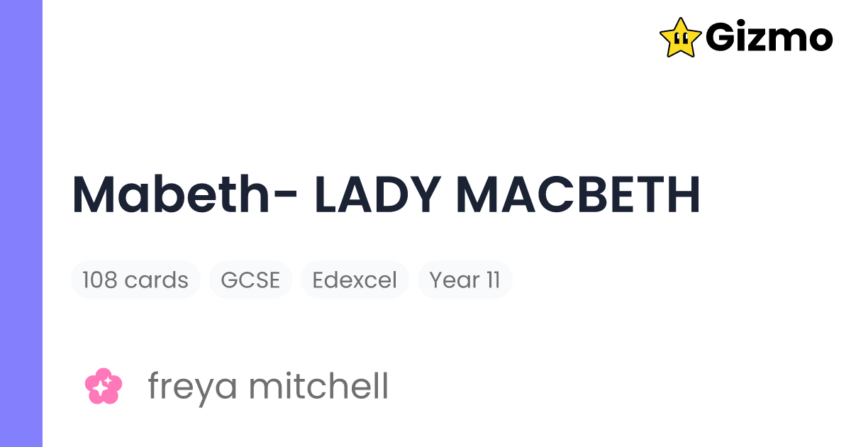 Mabeth- Lady Macbeth | Flashcards
