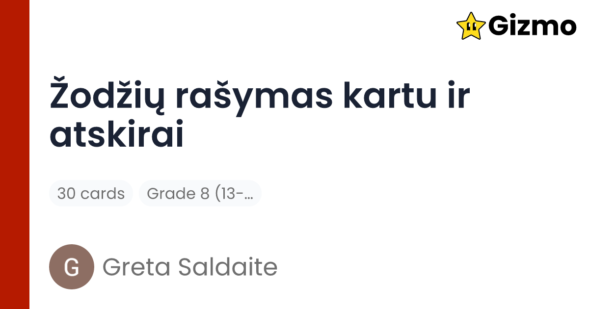 Žodžių Rašymas Kartu Ir Atskirai | Flashcards