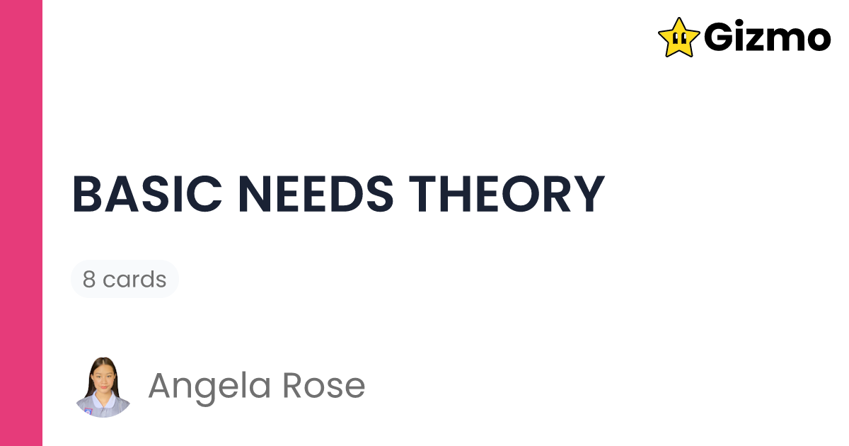 Basic Needs Theory | Flashcards
