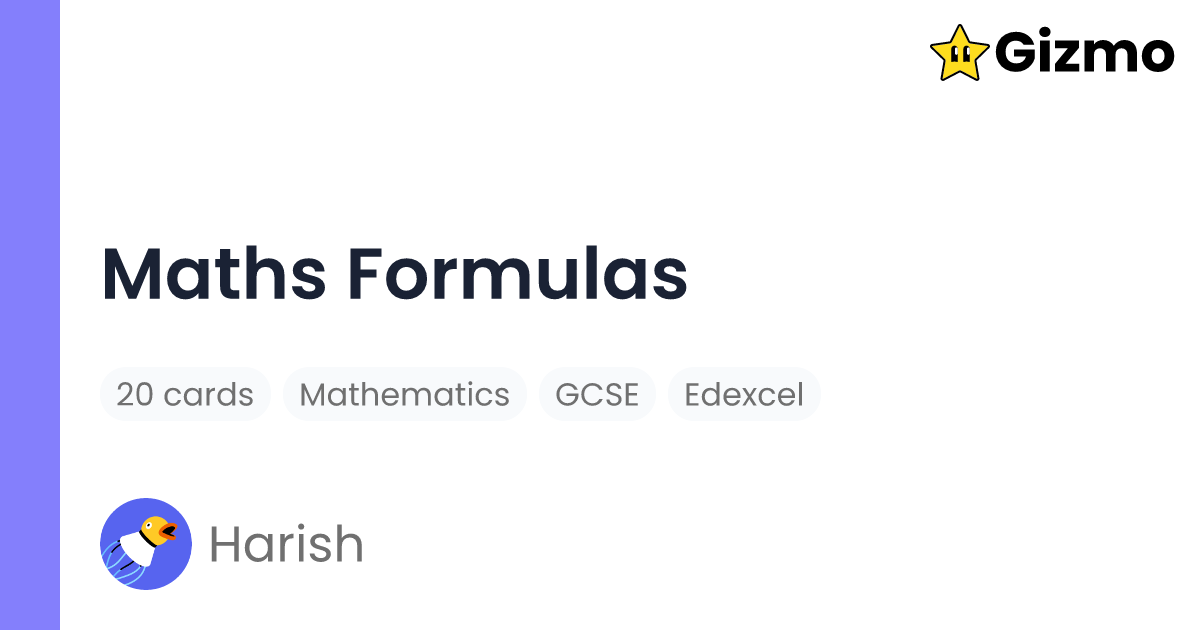 Maths Formulas | Flashcards