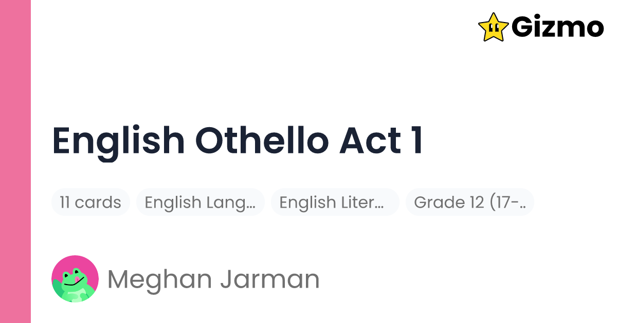 English Othello Act 1 | Flashcards