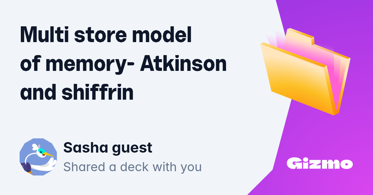 Multi Store Model Of Memory- Atkinson and Shiffrin | Flashcards