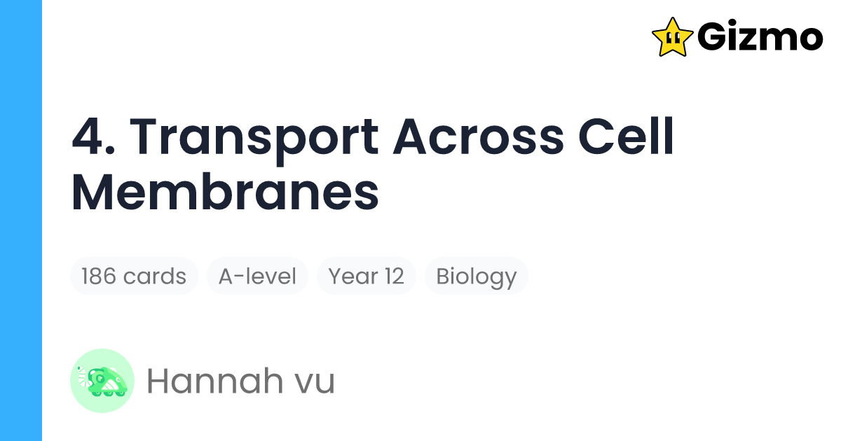 4. Transport Across Cell Membranes | Flashcards