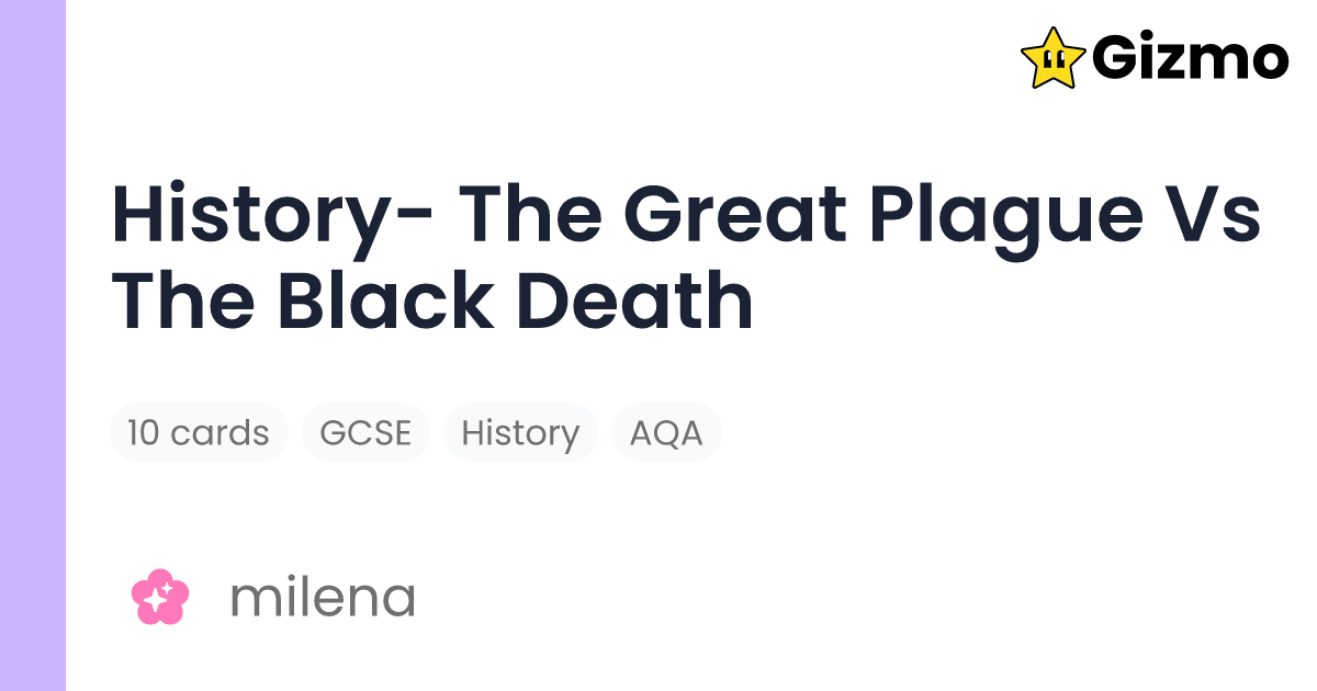 History- the Great Plague Vs the Black Death | Flashcards