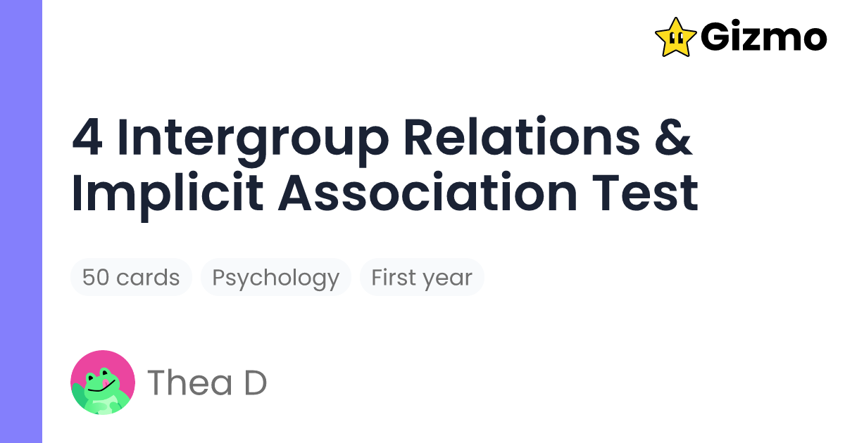 4 Intergroup Relations & Implicit Association Test | Flashcards
