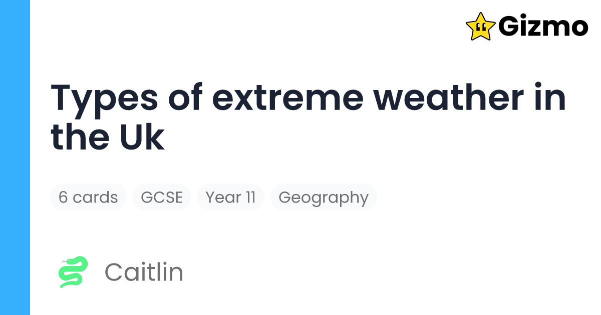 Types Of Extreme Weather in the Uk | Flashcards