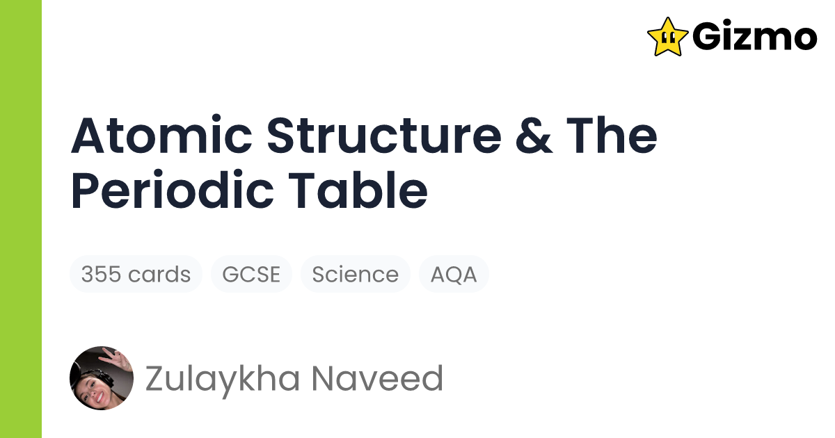 Atomic Structure & the Periodic Table | Flashcards