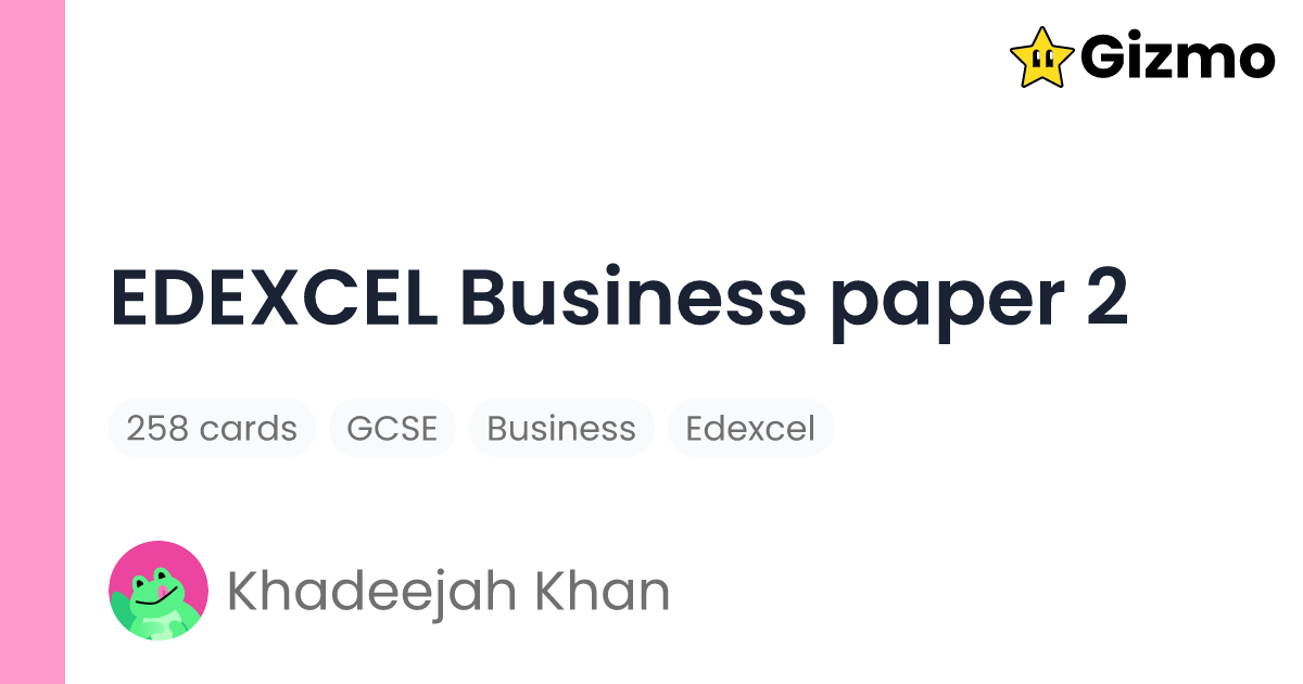Edexcel Business Paper 2 | Flashcards