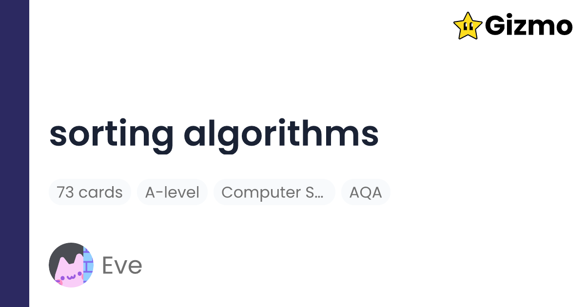 Sorting Algorithms | Flashcards