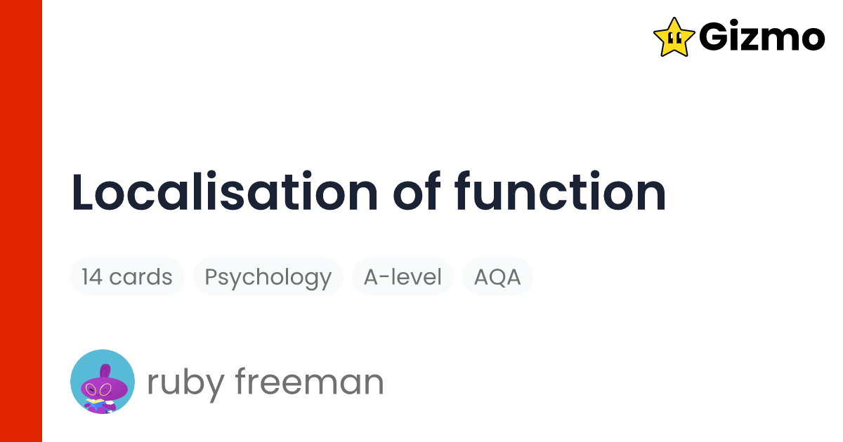 Localisation Of Function | Flashcards