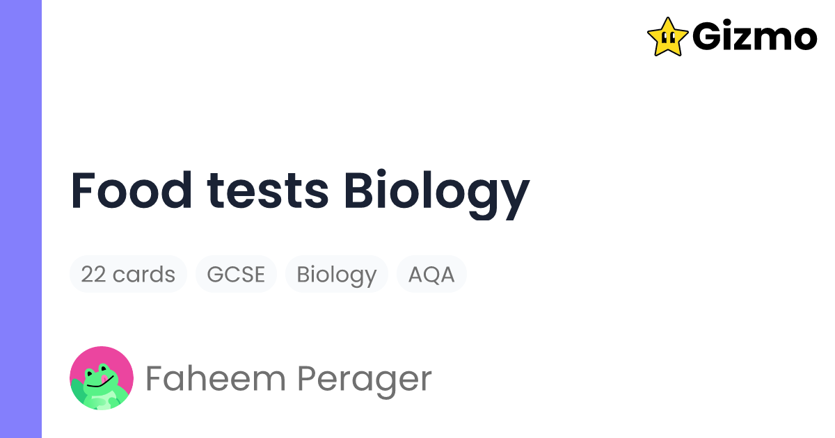 Food Tests Biology | Flashcards
