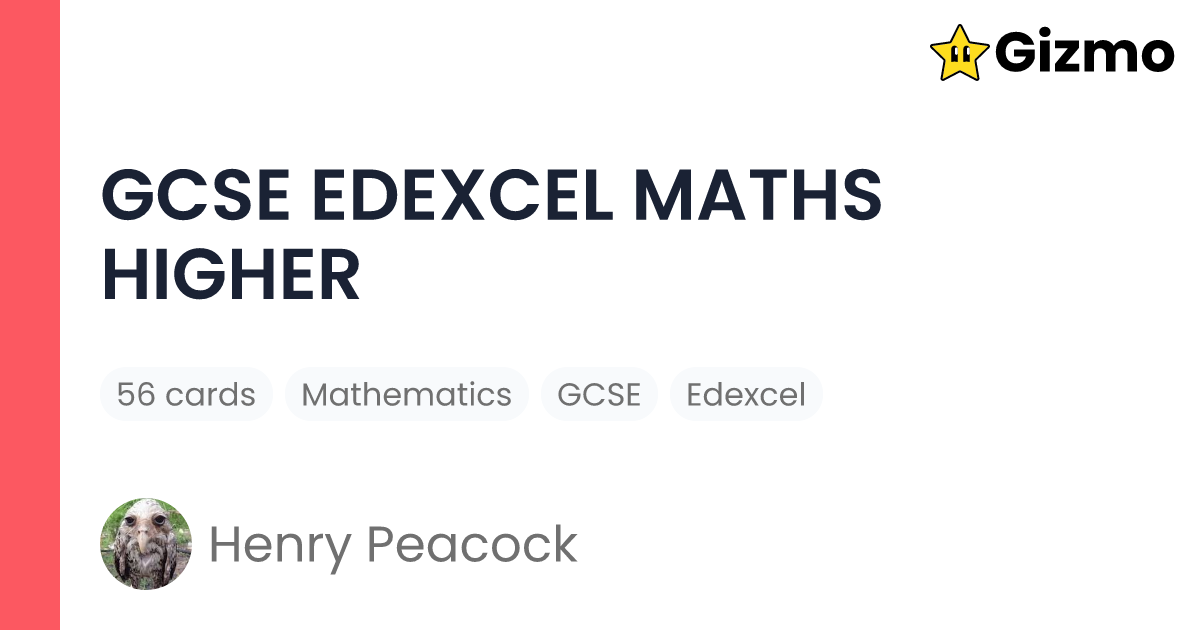 Gcse Edexcel Maths Higher | Flashcards
