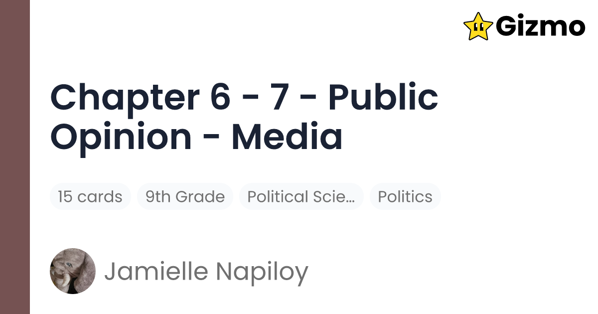Chapter 6 - 7 - Public Opinion - Media | Flashcards
